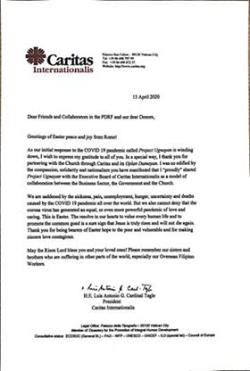 Cardinal Tagle, ipinagmalaki ang Project Ugnayan sa Caritas ...