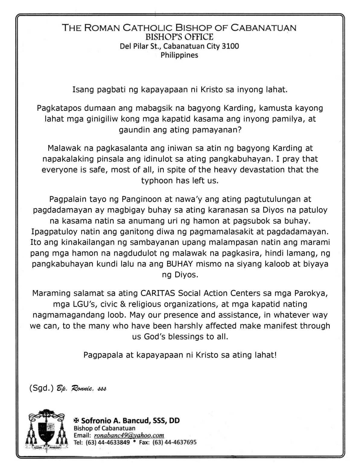 Ipagpatuloy natin ang diwa ng pagmamalasakit at pagdadamayan - VeritasPH