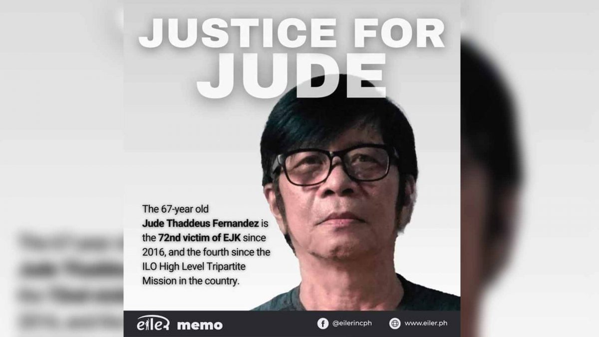 EILER, nanawagan ng katarungan sa pinaslang na labor leader sa Region ...