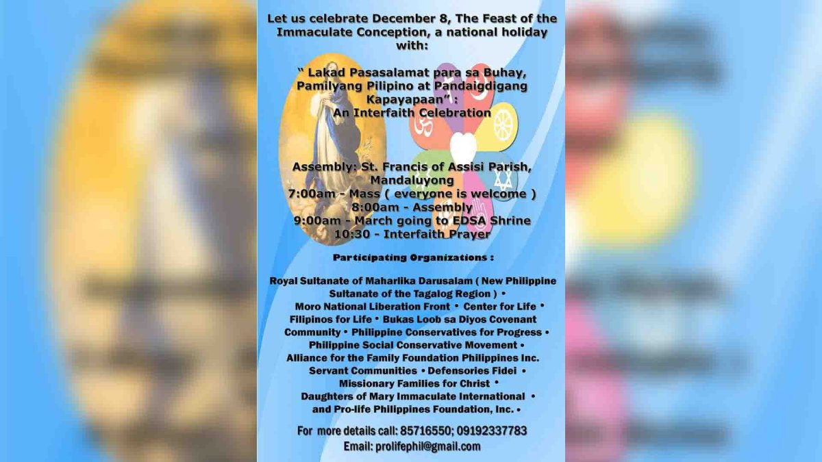 Prolife Philippines, pangungunahan ang March for Life and Interfaith prayer – VeritasPH