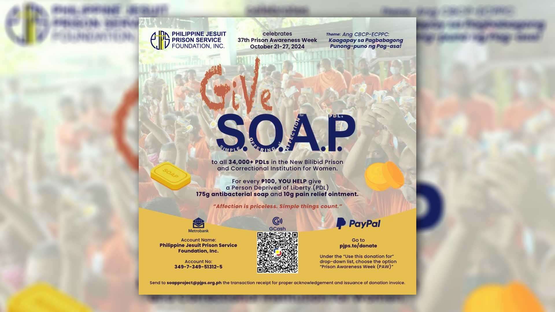 SOAP project, muling inilunsad ng PJPS – VeritasPH