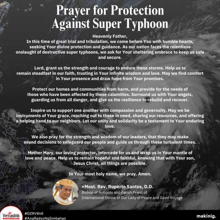 Prayer for protection against typhoon, inilabas ni Bishop Santos ...
