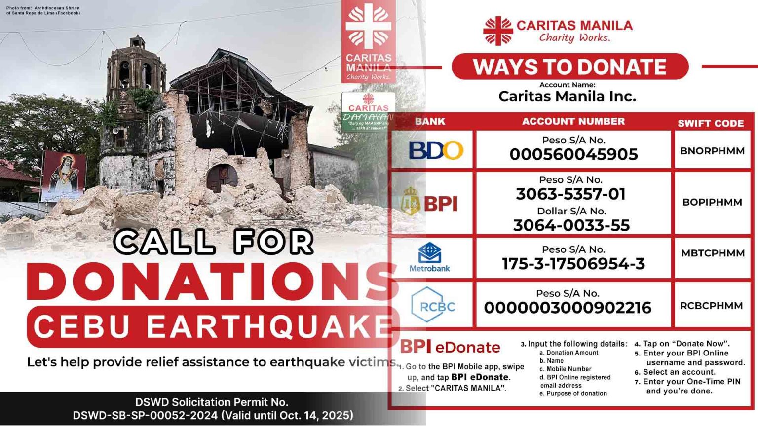 Mga apektado ng lindol sa Cebu, tutulungan ng Caritas Manila - VeritasPH