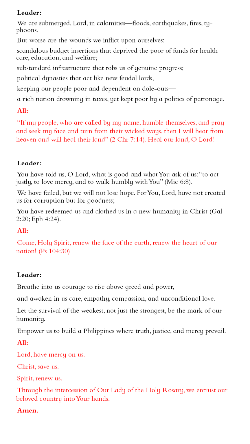 CBCP, nanawagan ng pakikiisa sa national day of prayer and repentance ...