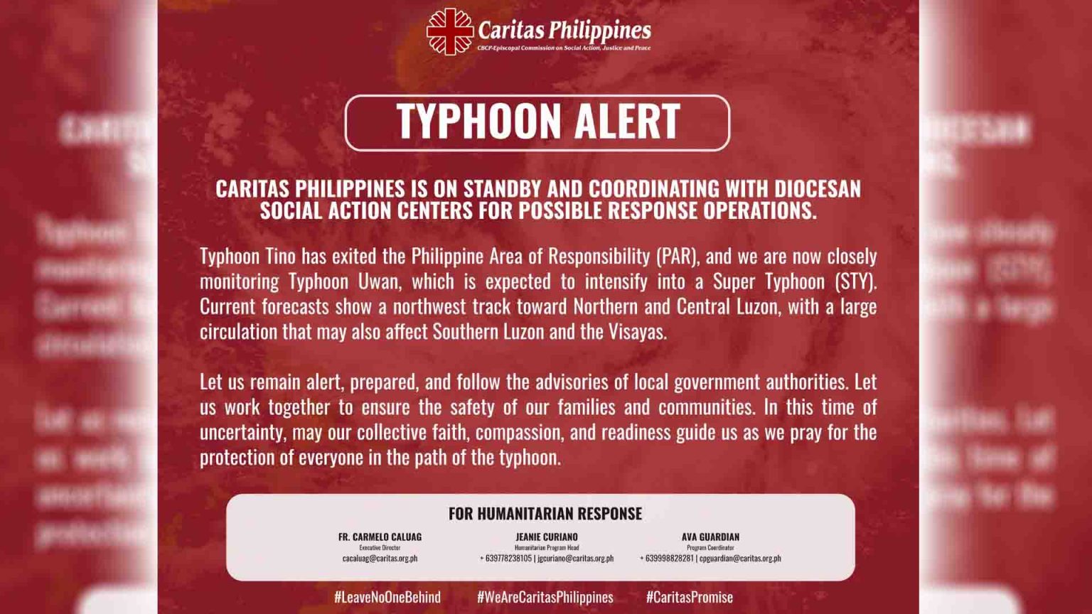 SAC network, naka red alert sa bagyong Uwan – VeritasPH